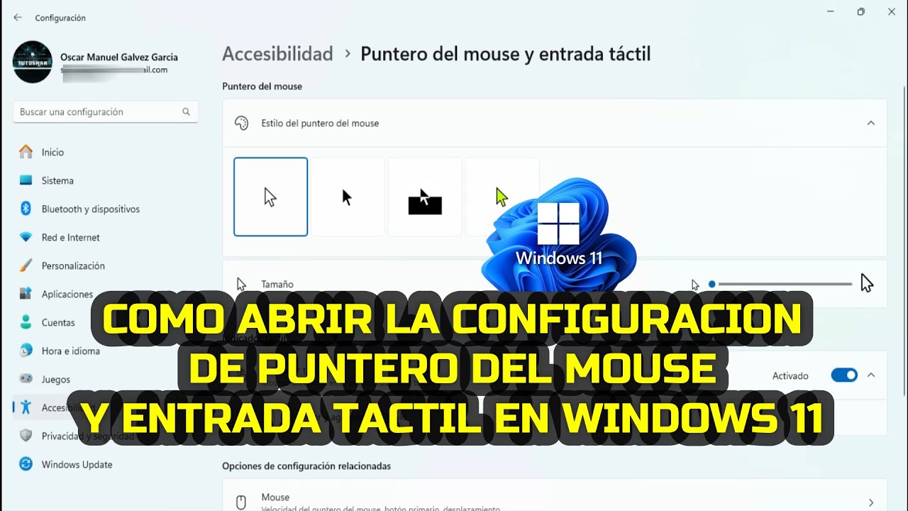 Cómo abrir la configuración de puntero del mouse y entrada táctil en ...