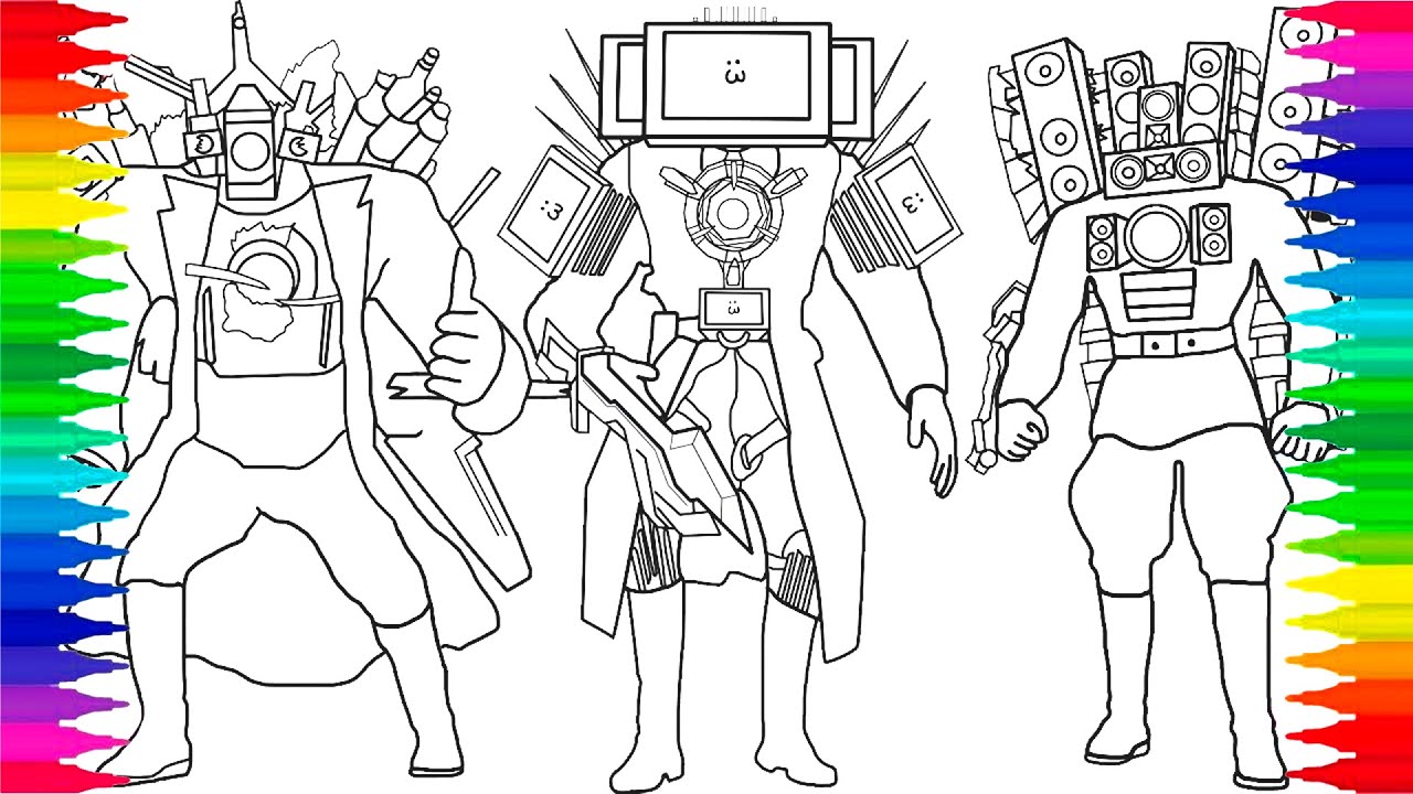 Skibidi Toilet New coloring pages / How to Color New Titan TV MAN ...