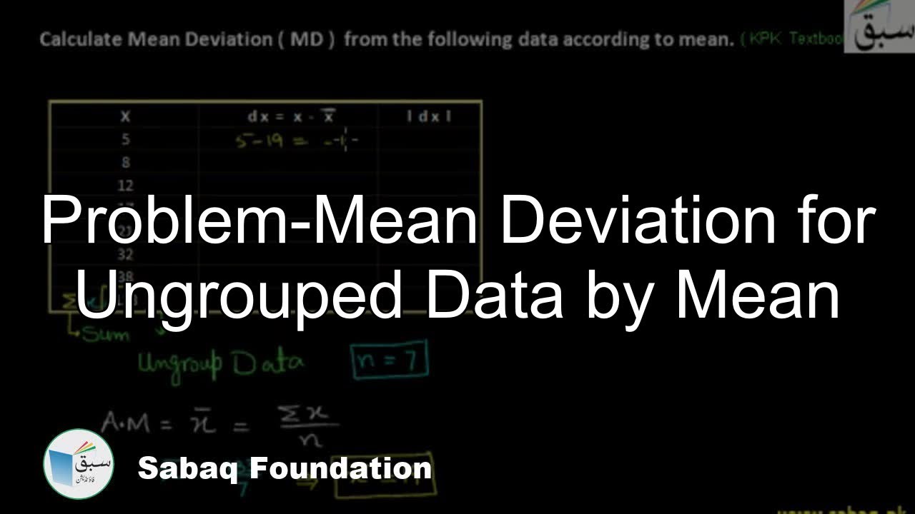 Problem-Mean Deviation for Ungrouped Data by Mean, Math Lecture | Sabaq ...