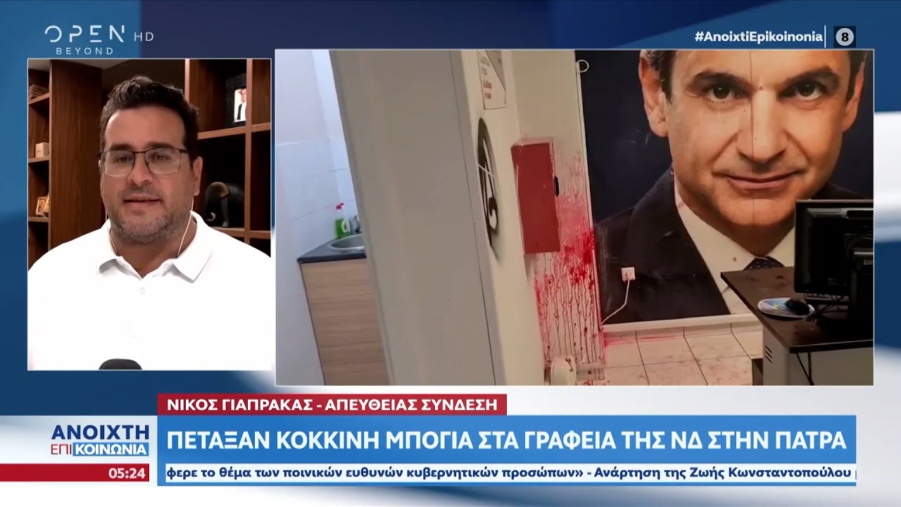 Πέταξαν κόκκινη μπογιά στα γραφεία της ΝΔ στην Πάτρα | Ανοιχτή ...