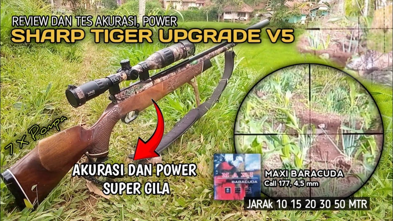 Review dan tes akuransi senapan uklik Sharp tiger upgrade tabung V5 ...
