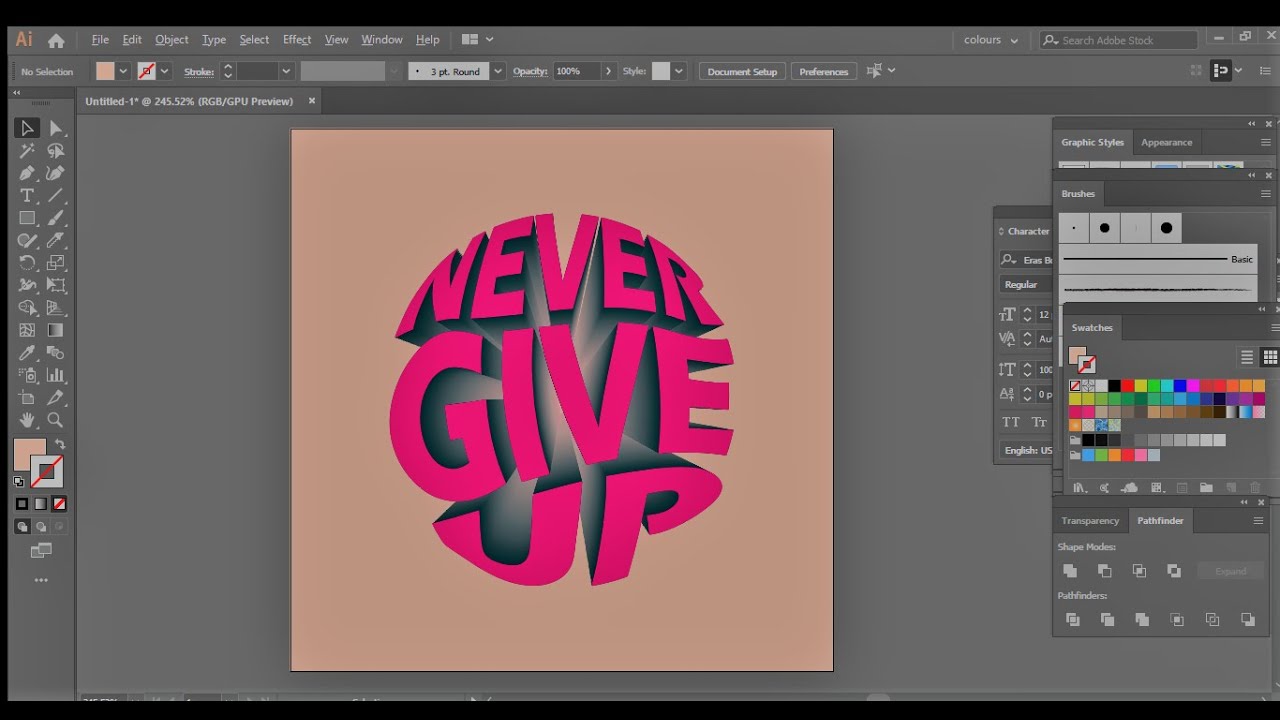Wrap Text Into Shape With Deep Effects NEVER GIVE UP Adobe wrap-text-into-shape-with-deep-effects-never-give-up-adobe