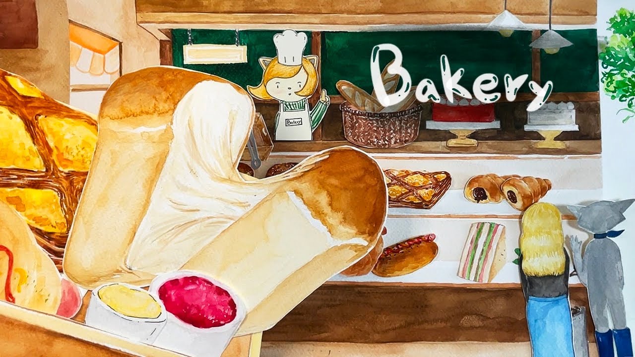 [Paperdiy🍞] 베이커리 빵 그림먹방 종이놀이(식빵, 소세지빵, 페스츄리) Bakery Paper play ASMR ...