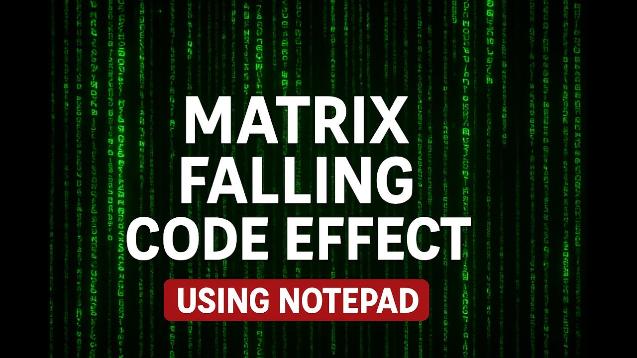 Matrix Falling Code Effect - using Note Pad - YouTube
