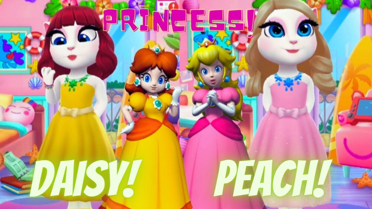 Talking Angela VS Princess Daisy, Peach. #mytalkingangela2 # ...