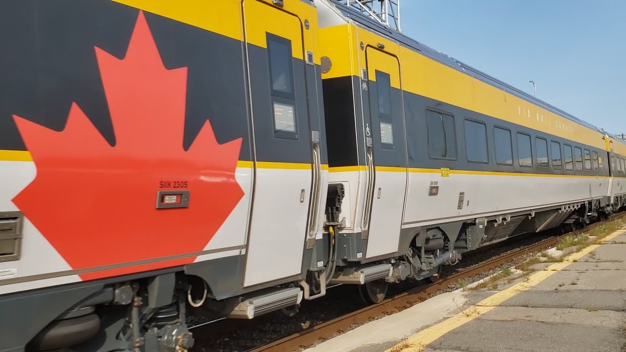TRAINS Siemens SCV-42 Charger and Coaches Depart Dorval Station - YouTube