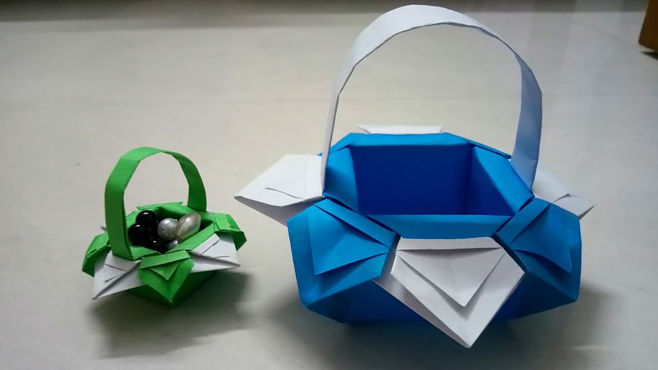 How to make easy paper basket | How to make an origami basket - YouTube