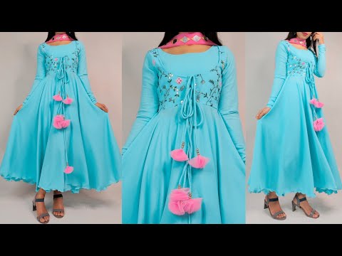 Party wear frock/umbrella frock cutting and stitching / long dress ...