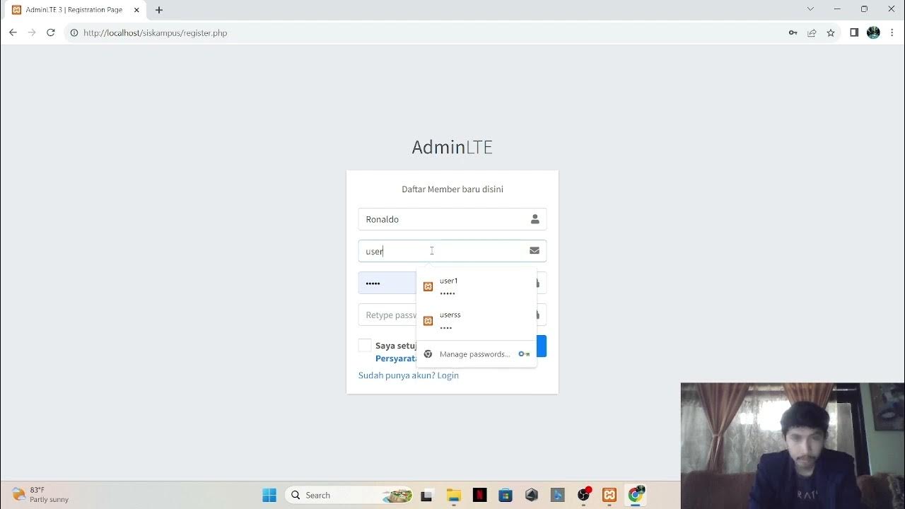 Tutorial login dan register menggunakan Template admin lte, xampp - YouTube