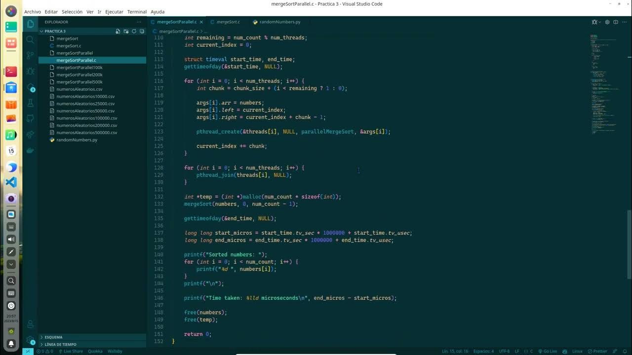 Implementación Parallel Merge Sort - YouTube