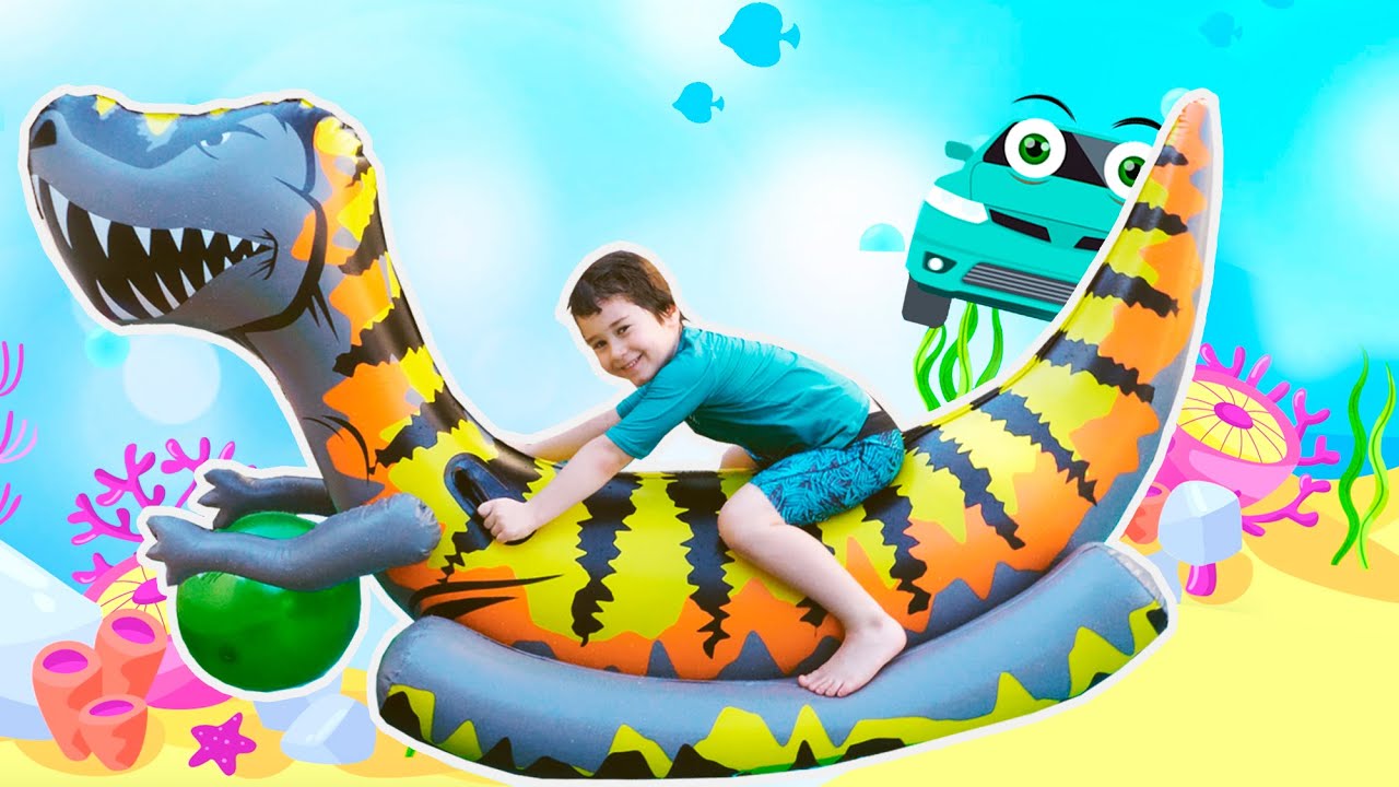 Swimming Fun with a Giant Inflatable T-Rex Float! - YouTube