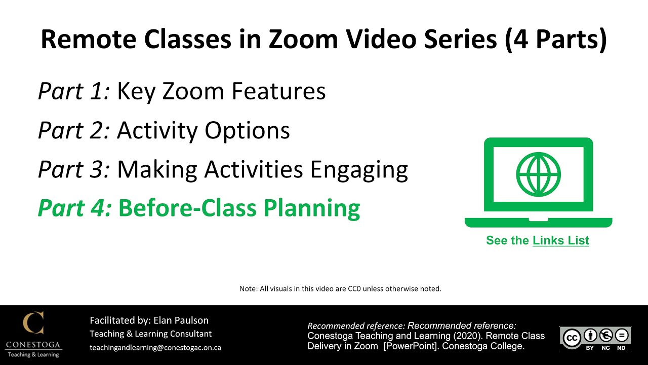 Before-Class Planning for Remote Synchronous Zoom Meetings (4 of 4 ...