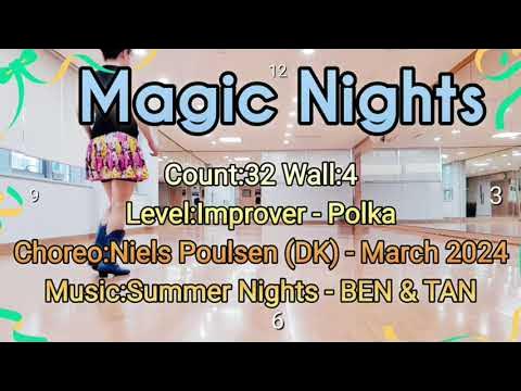 초중급Magic Nights Count:32 Wall:4 Level:Improver - Polka - YouTube