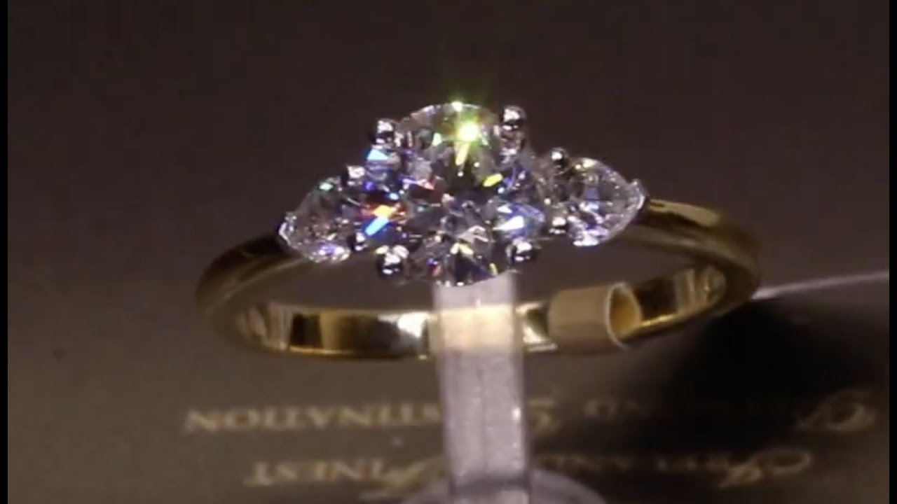#72533 | T1.31ct/C1.01ct | Round Brilliant with Two Pear Sides | Set in 18ct Yellow Gold - YouTube