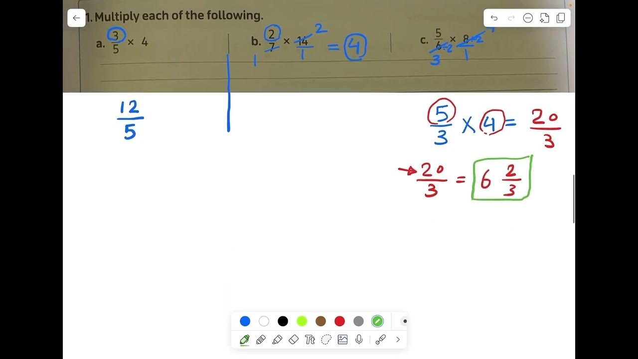 Exercise on multiplying fraction or mixed number by whole number - YouTube