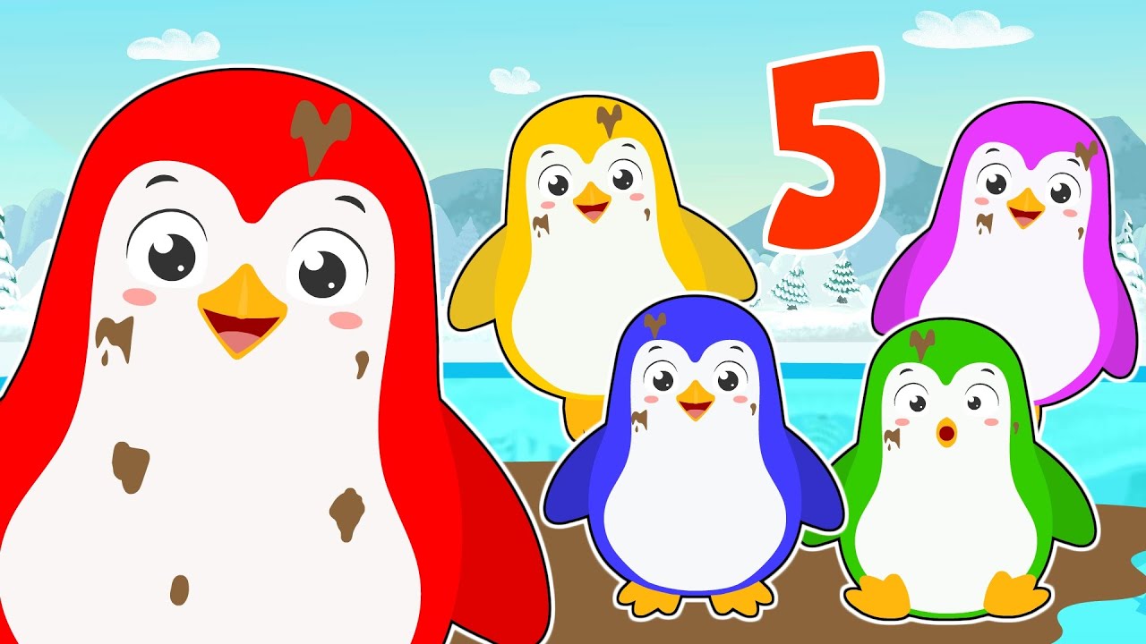 FIVE LITTLE BABIES 🌈🐧 With the rainbow Penguins - YouTube