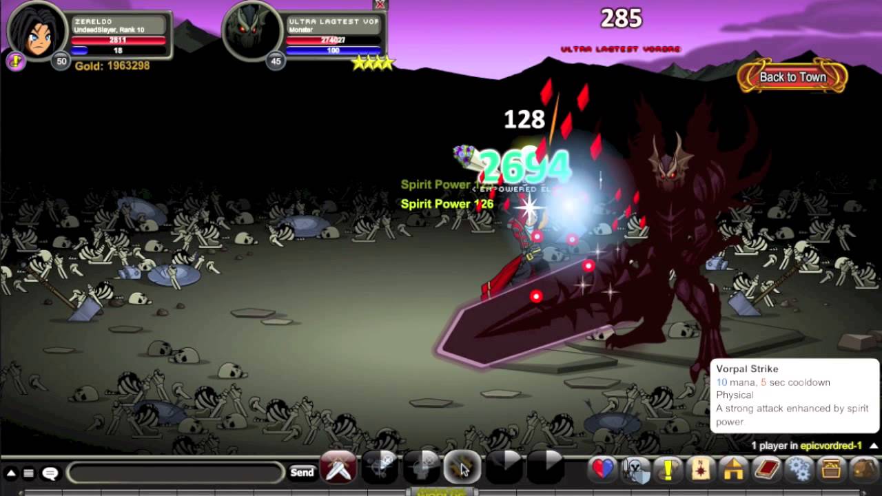 AQW Undead Slayer Sprit Power Epic Vordred Solo - YouTube