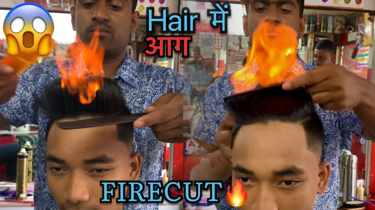 Fire Hair Cutting! Fire Used To Cut A Hair!!!Trending Haircut Kundan ...