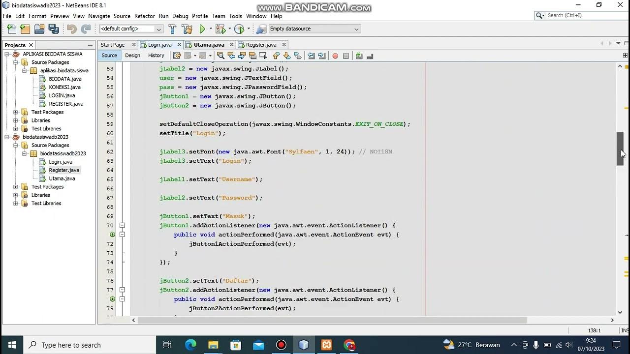 APLIKASI BIODATA SISWA DENGAN NETBEANS DAN MYSQL TANPA MENGGUNAKAN KONEKSI - YouTube