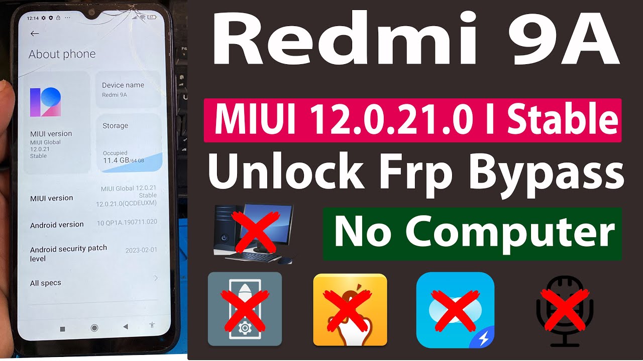 Redmi 9A MIUI Global 12 0 21,Redmi 9 Frp Bypass without Pc Done100 ...