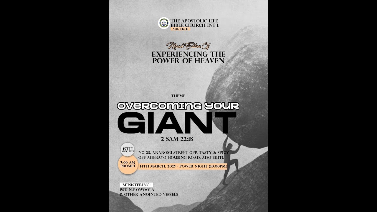 MARCH 2025 EXPERIENCING THE POWER OF HEAVEN || OVERCOMING YOUR GIANTS|| PST. N.F OWOOLA || 15-03 ...