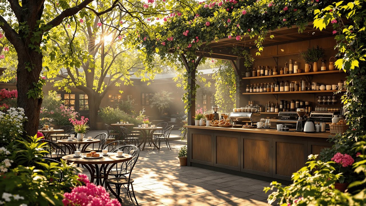 Warm Morning Jazz at Spring Coffee Shop Ambience 🌸Spring Smooth Jazz ...