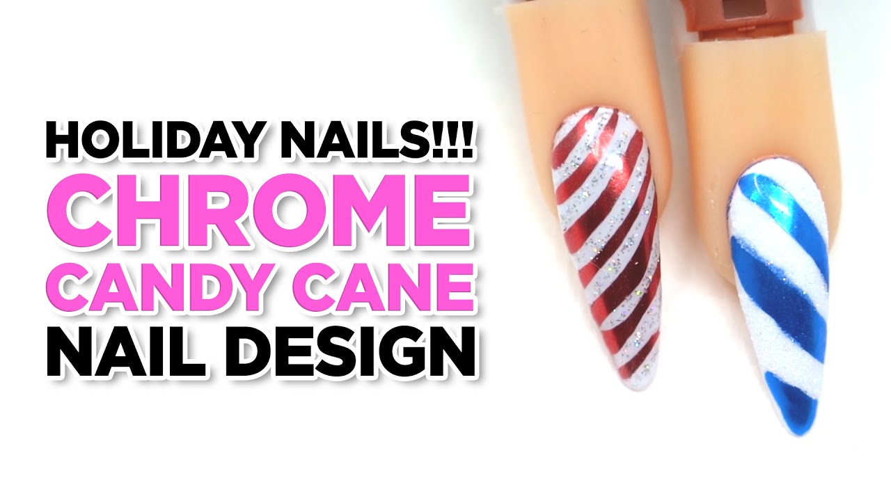 Easy To Do Holiday Nails | The Chrome Candy Cane Nail - YouTube