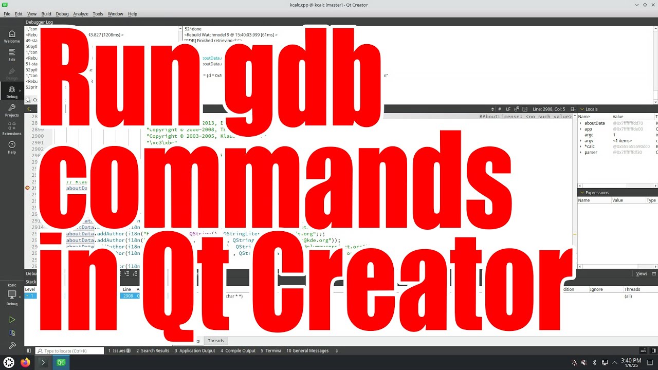 How to run GDB commands in Qt Creator - January 2025 - 56c71e89 - YouTube