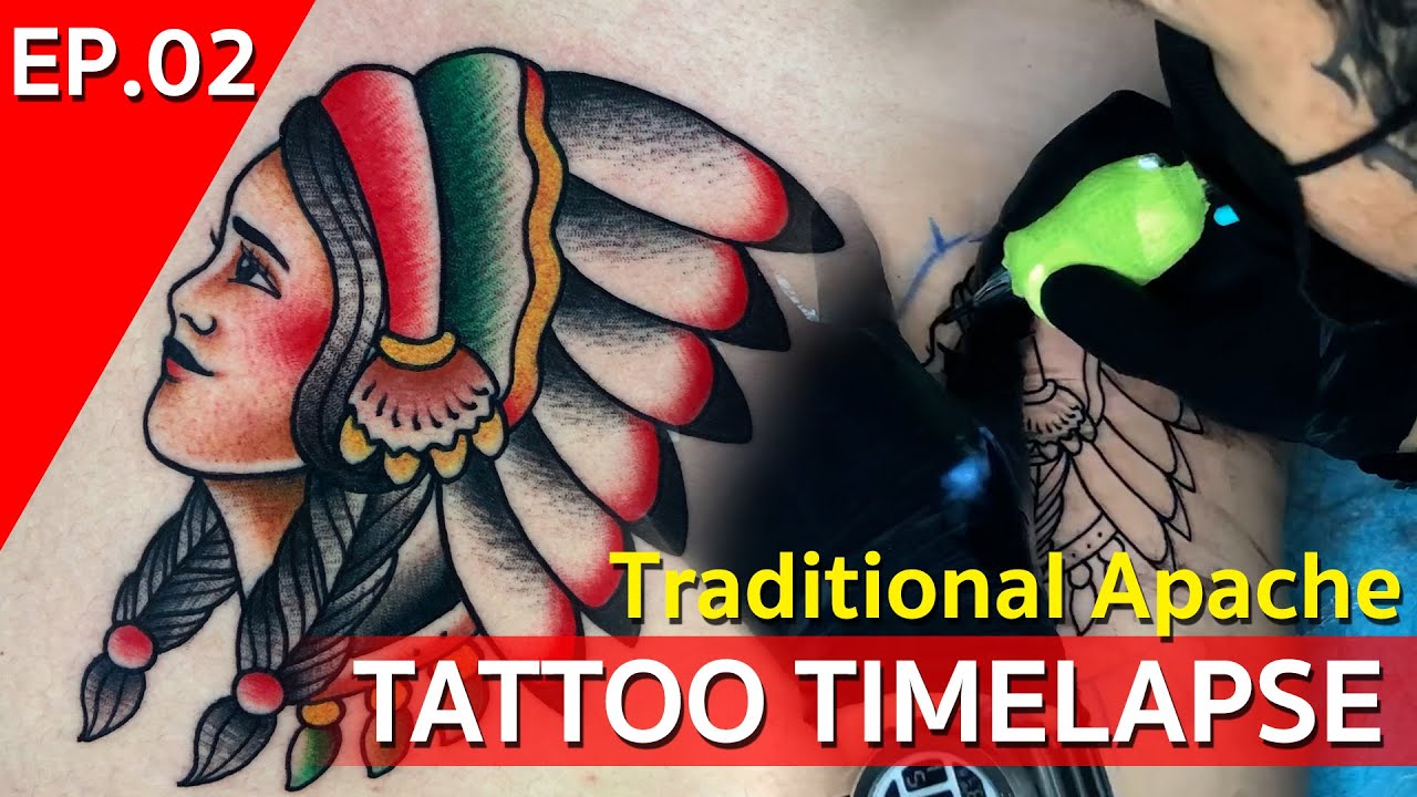 APACHE TRADITIONAL TATTOO TIMELAPSE [ROCKSTAR TATTOO] - YouTube