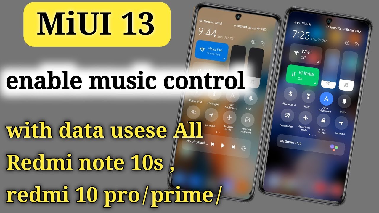 Redmi note 10s miui 13 control centre Music control and data usese ...