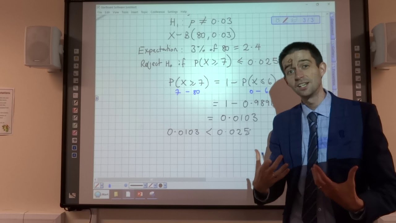 How to conduct a two-tailed hypothesis test on a binomial model - YouTube