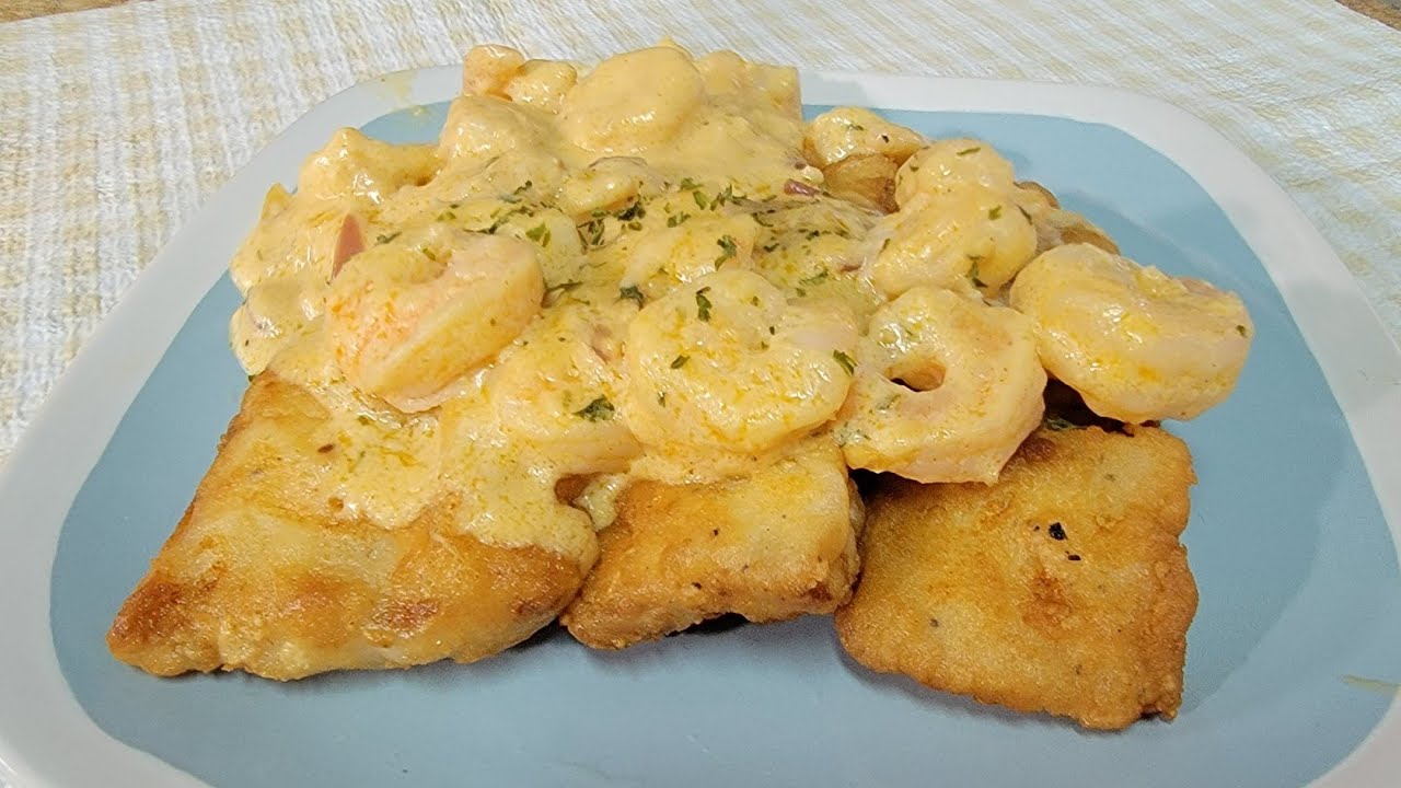 Te lo prometi, aqui esta,filete de corvina en salsa de camarones y ...