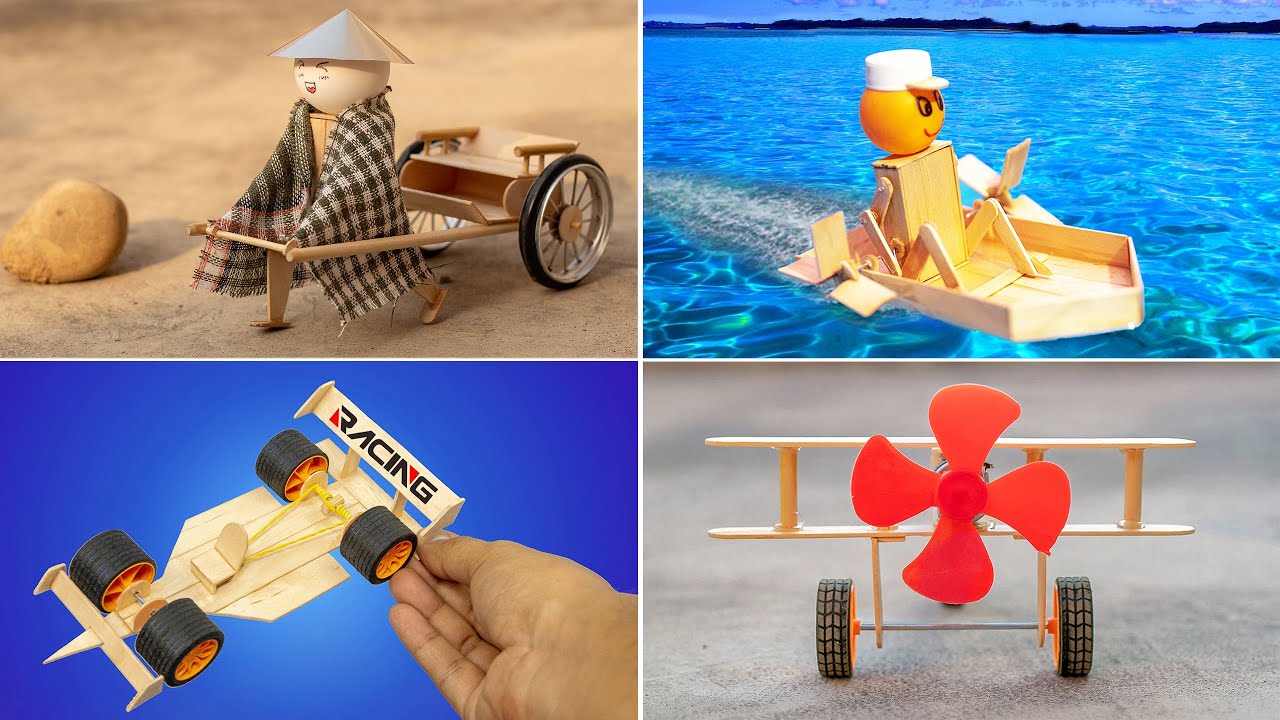 4 AMAZING | Popsicle Sticks DIY TOYS !!! - YouTube