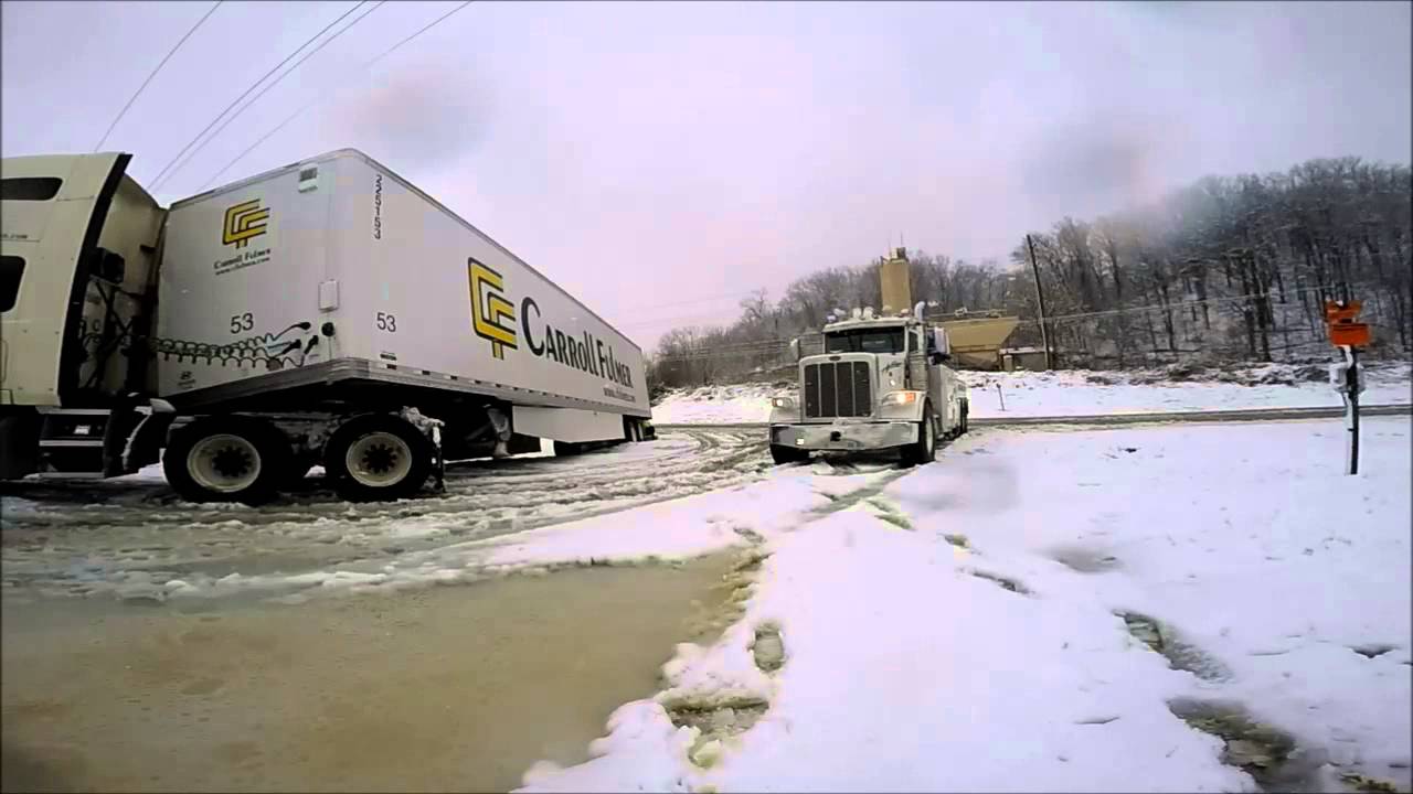 Midwest Truck Rotator lifting loaded trailer dropped in ditch 2 24 2014 ...
