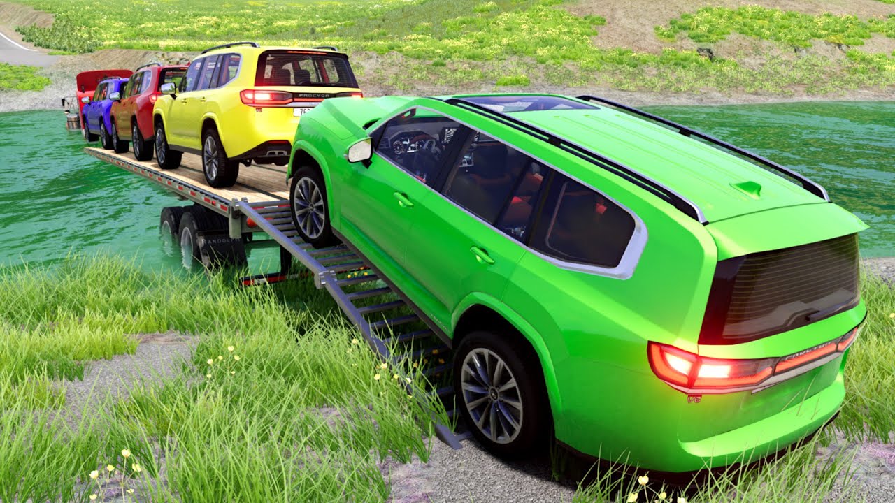 Flatbed Trailer Truck Pothole Transport Car Portal Traps Rescue ...