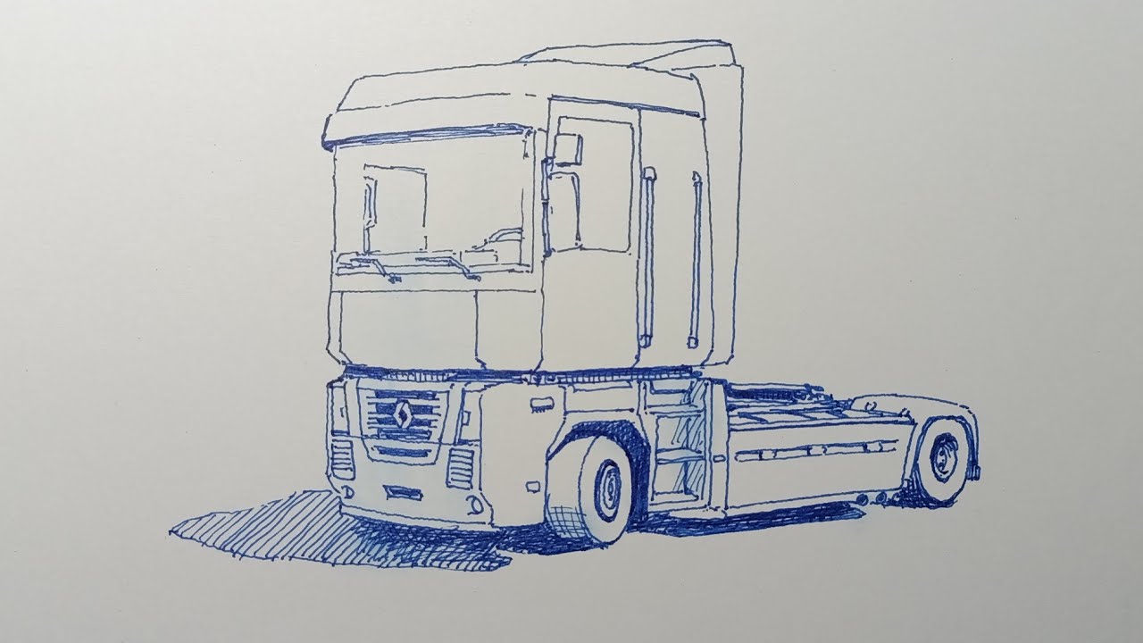 How to draw a Renault Magnum Truck - Draw with me - YouTube