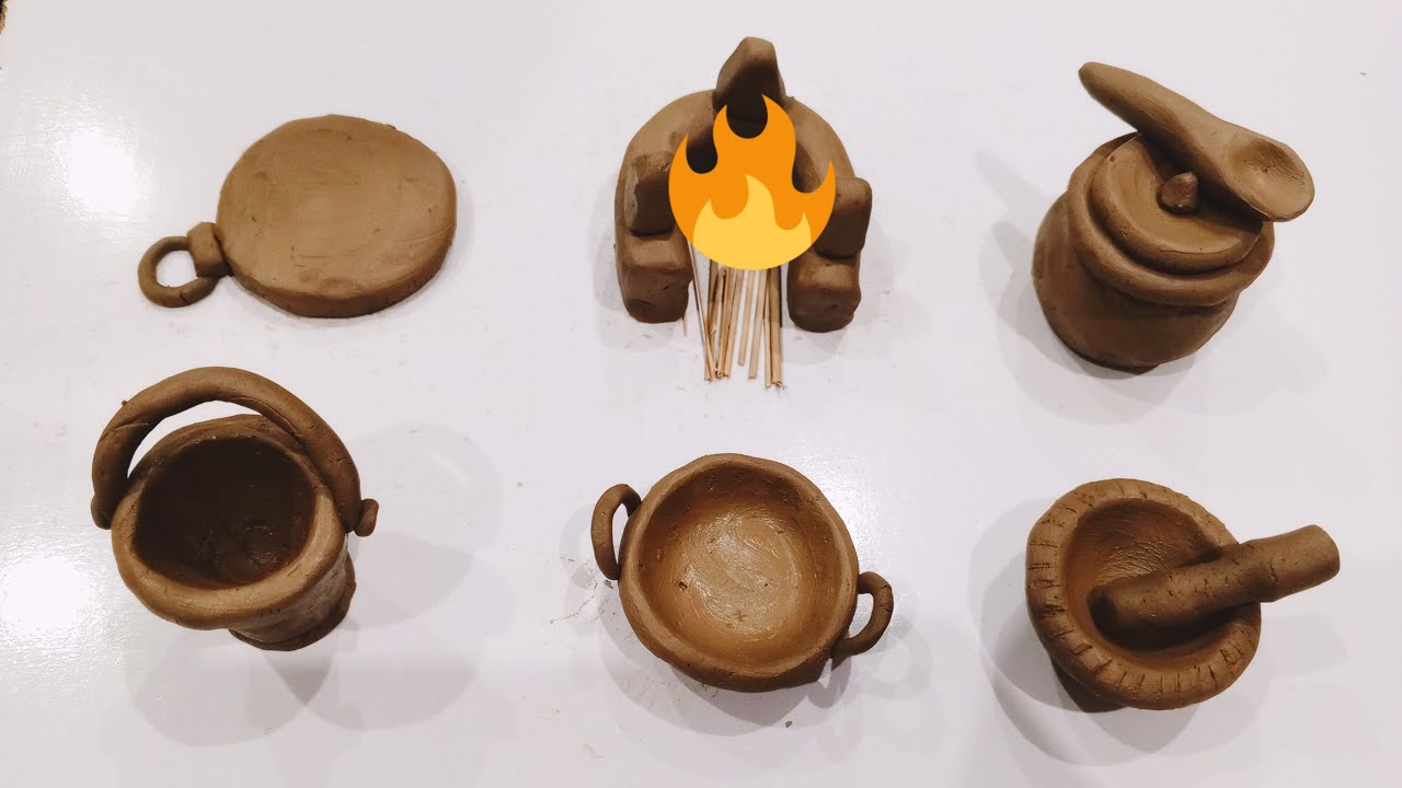 How to make a baby kitchen set| Pottery Clay toys || #craft #clayart ...