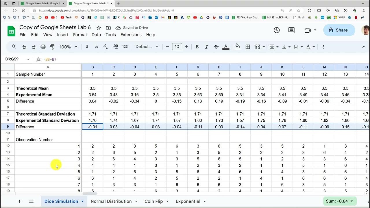 Google Sheets Lab 6 - The Normal Distribution - YouTube