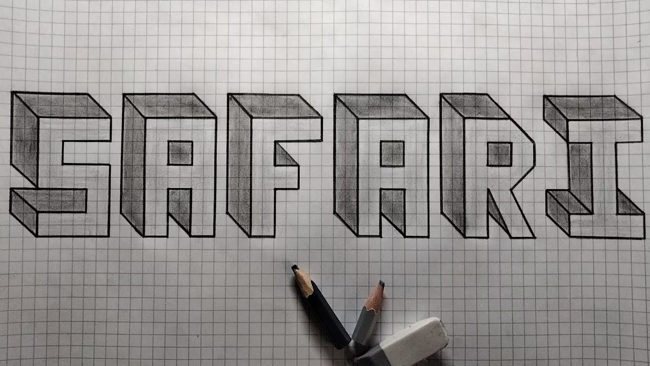 3D word SAFARI. how to draw 3D Letters S, A, F, A, R, I. 3d alphabet ...