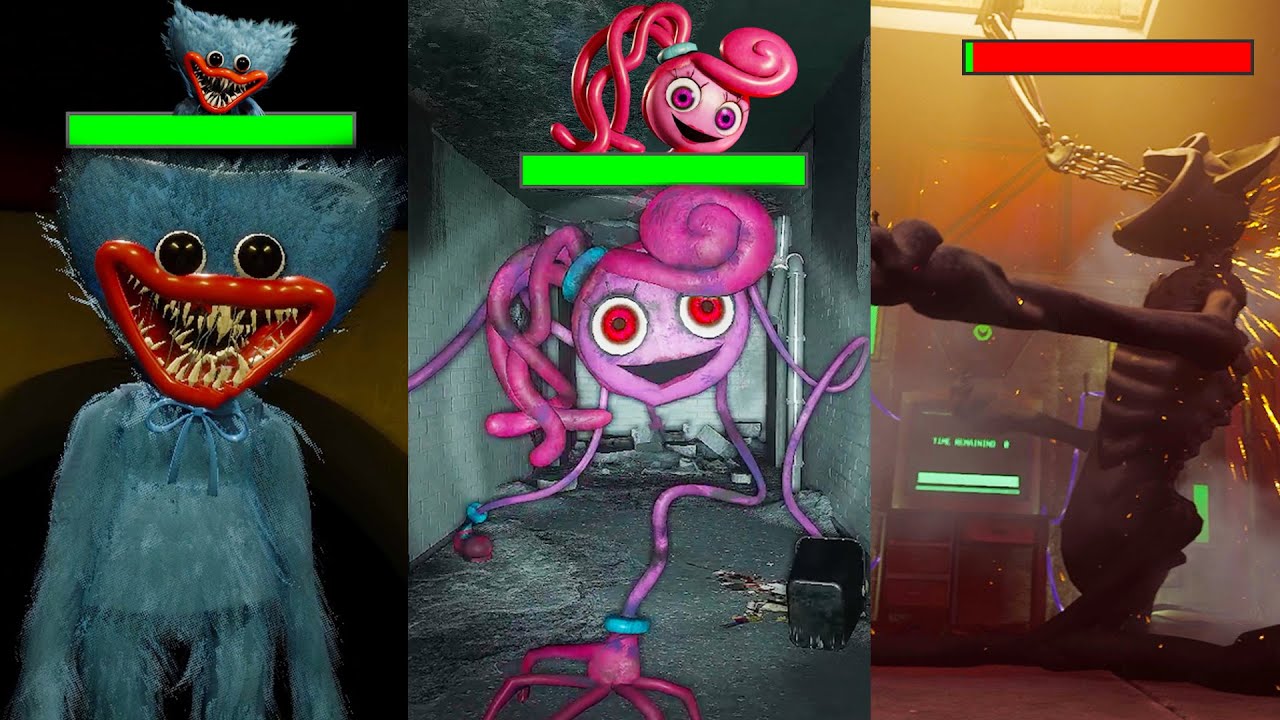 Poppy Playtime Chapter 1-3 All ENDINGS with HEALTH BARS - YouTube