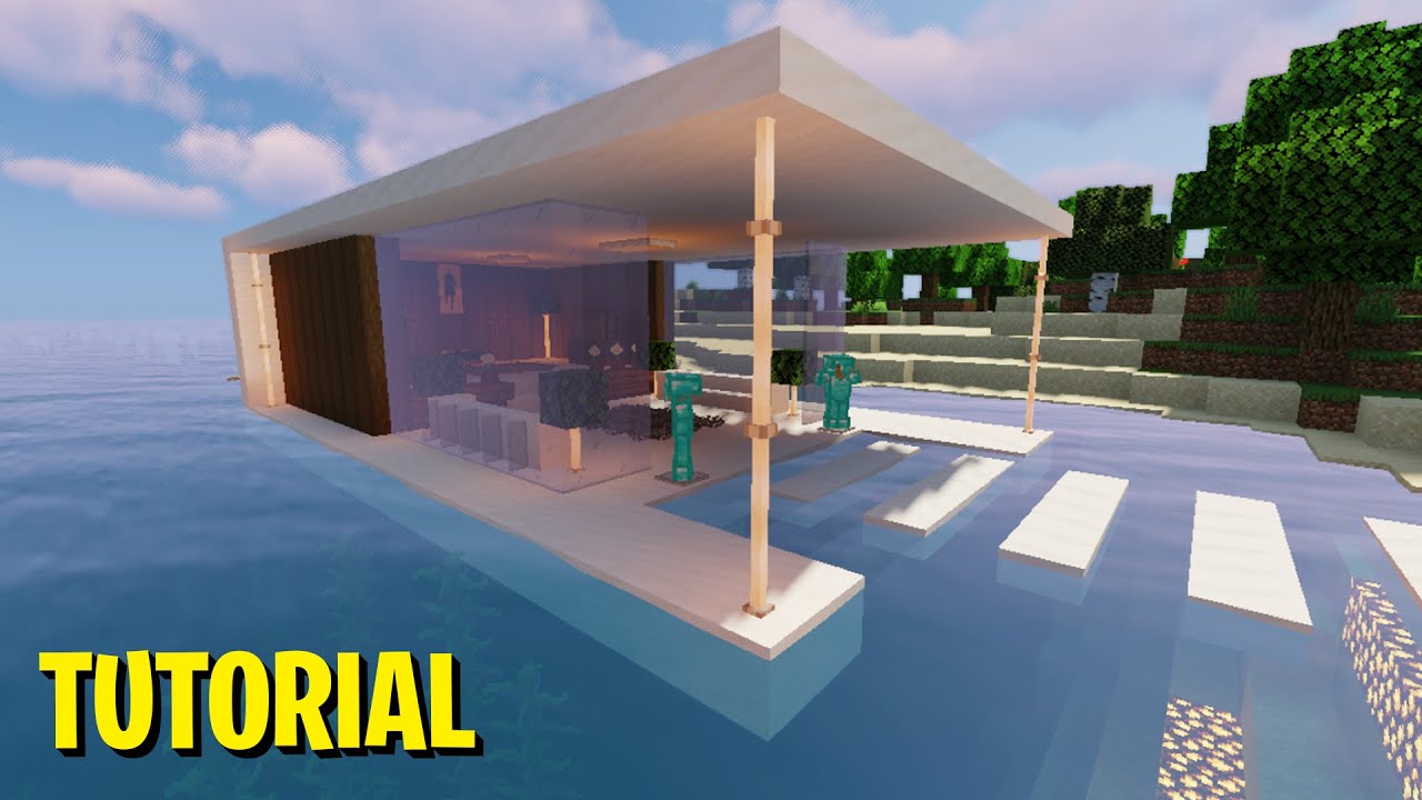 Minecraft House: How to build a MODERN HOUSE ON WATER in Minecraft (#7 ...