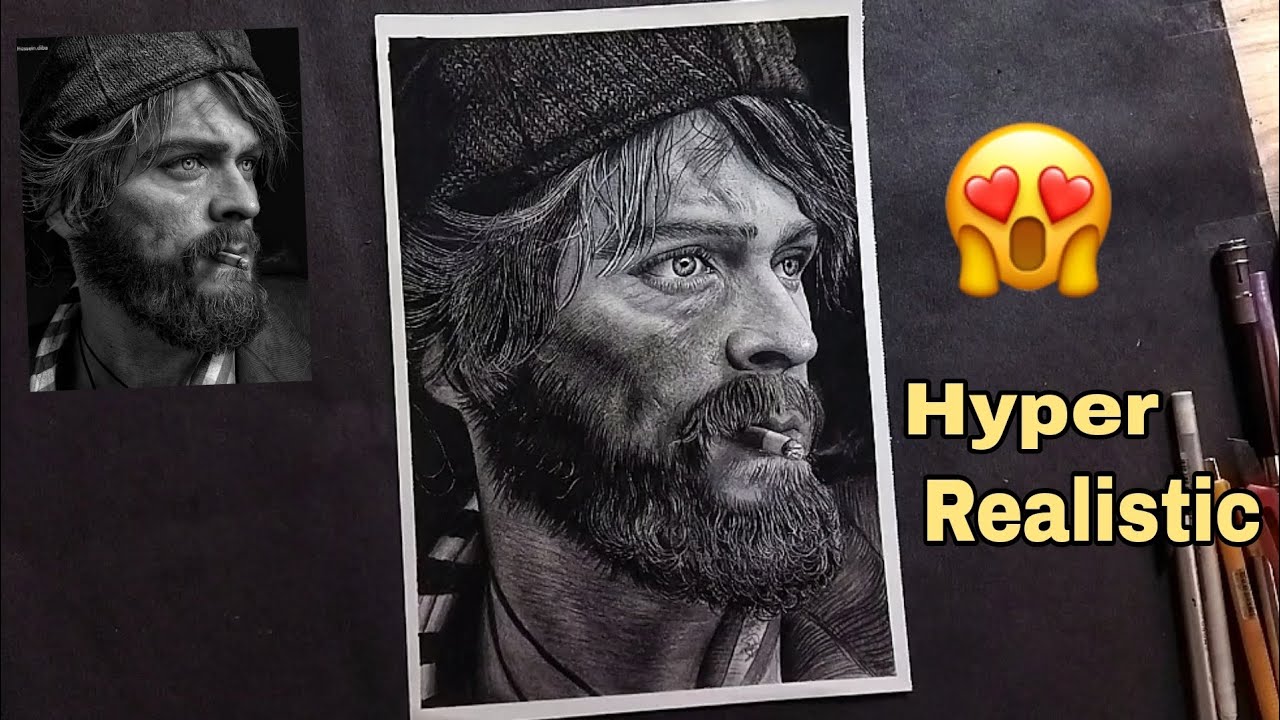 Hyper Realistic Drawing of A Man(@vkartbox ) #video #drawing #art - YouTube