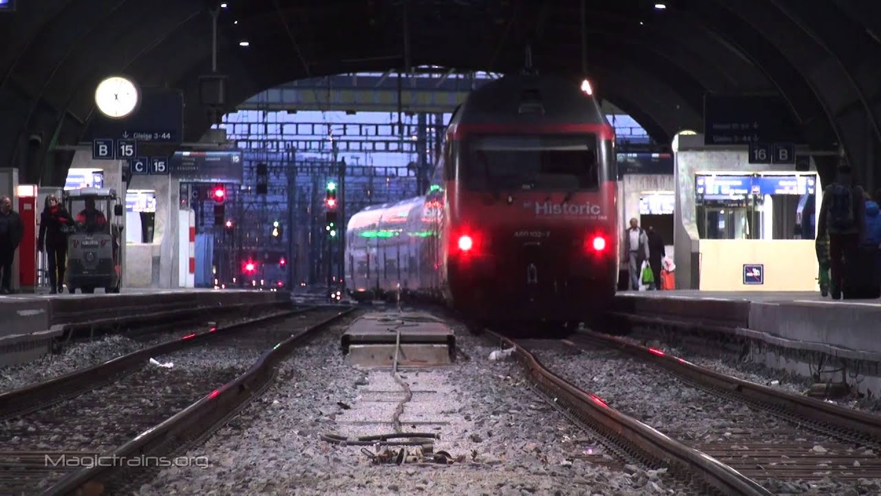 Swiss Trains - Departure IC 2000 and Re460 102-7 Zurich Main Station ...