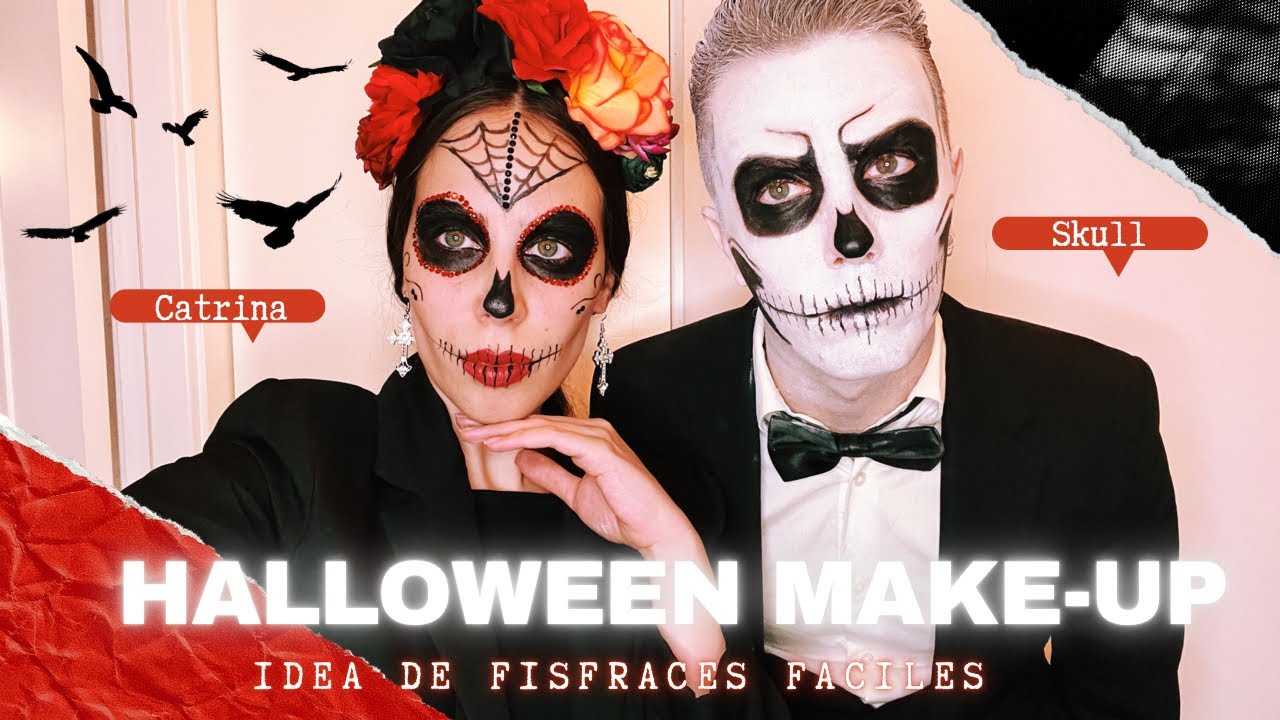 HALLOWEEN MAKE UP 🎃🖤 CATRINA MEXICANA & SKULL FACE 💀🌹 | Iris Lozano ...