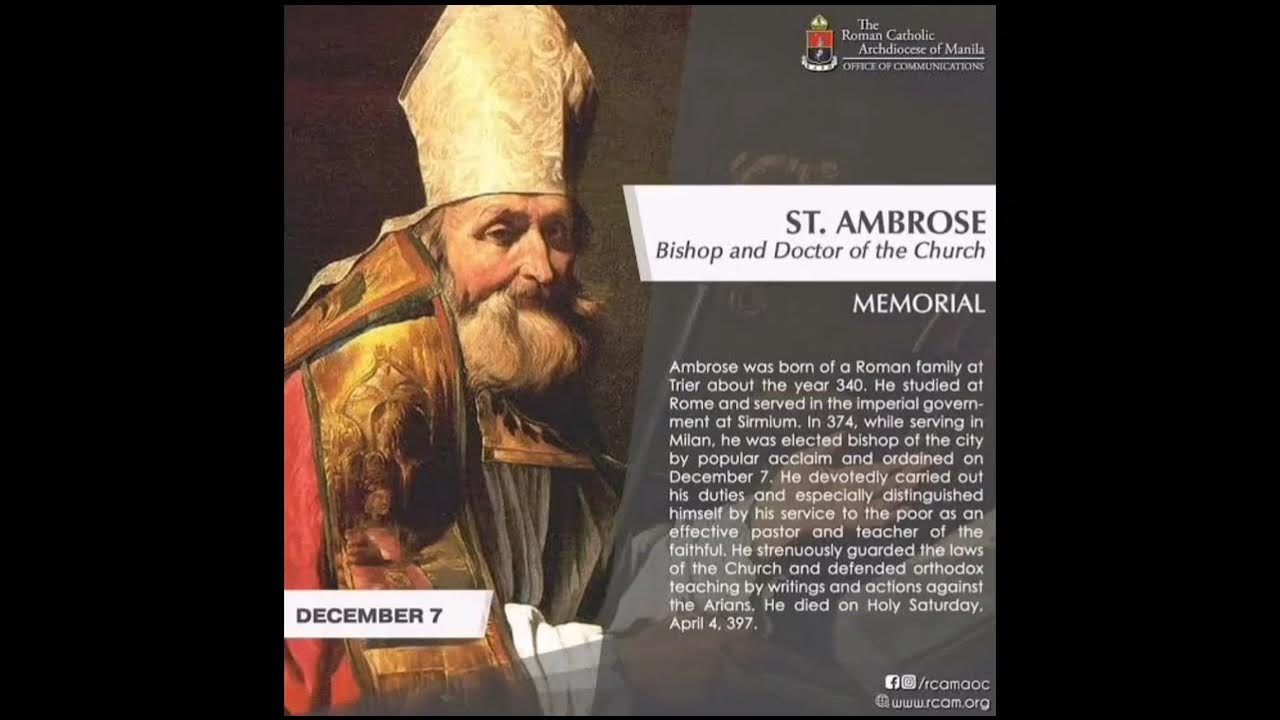 DECEMBER 7TH (ST AMBROSE OF MILAN) - YouTube