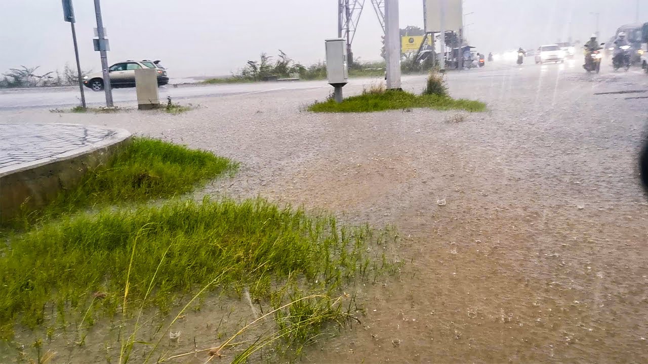 Fast Flowing Flooding Water - Quick Unclogging Culvert To Drain ...