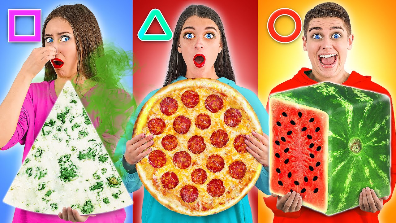 GEOMETRIC SHAPES FOOD CHALLENGE #2 | Eating Funky & Gross Impossible ...