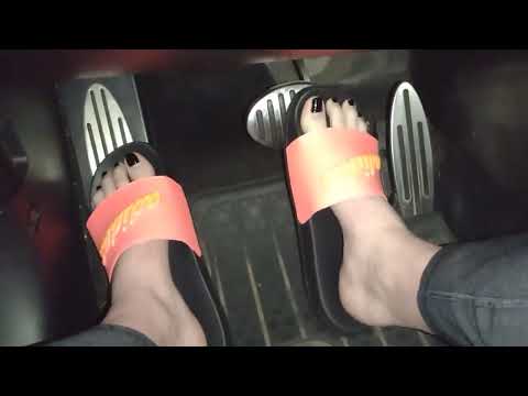 pedal pumping in Adidas slides in my mini Cooper countryman