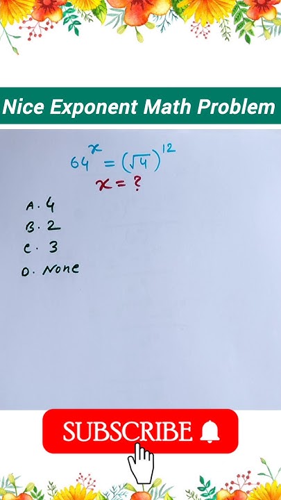 Nice Exponent Math Problem #shorts #maths #squareroot #exponents #olympiad #rrbntpc #cgl - YouTube