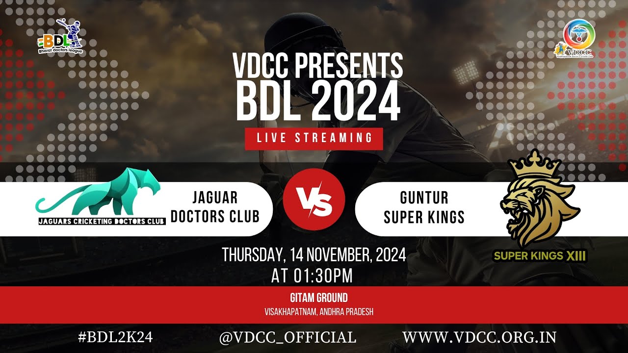 Kerala's Finest vs Andhra's Pride: Jaguars Doctors Club vs Guntur Super Kings | BDL 2024 | Match ...